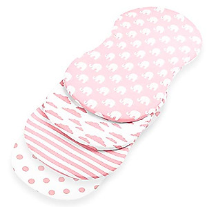 Bassinet Bed Sheets – Premium Bassinet Fitted Sheet for Halo, Mika Micky, Maxi COSI & Others - 4 Pack - 100% Jersey Knit - Bassinet Bedding for Standard Size Oval or Halo Bassinet Pads for Girls