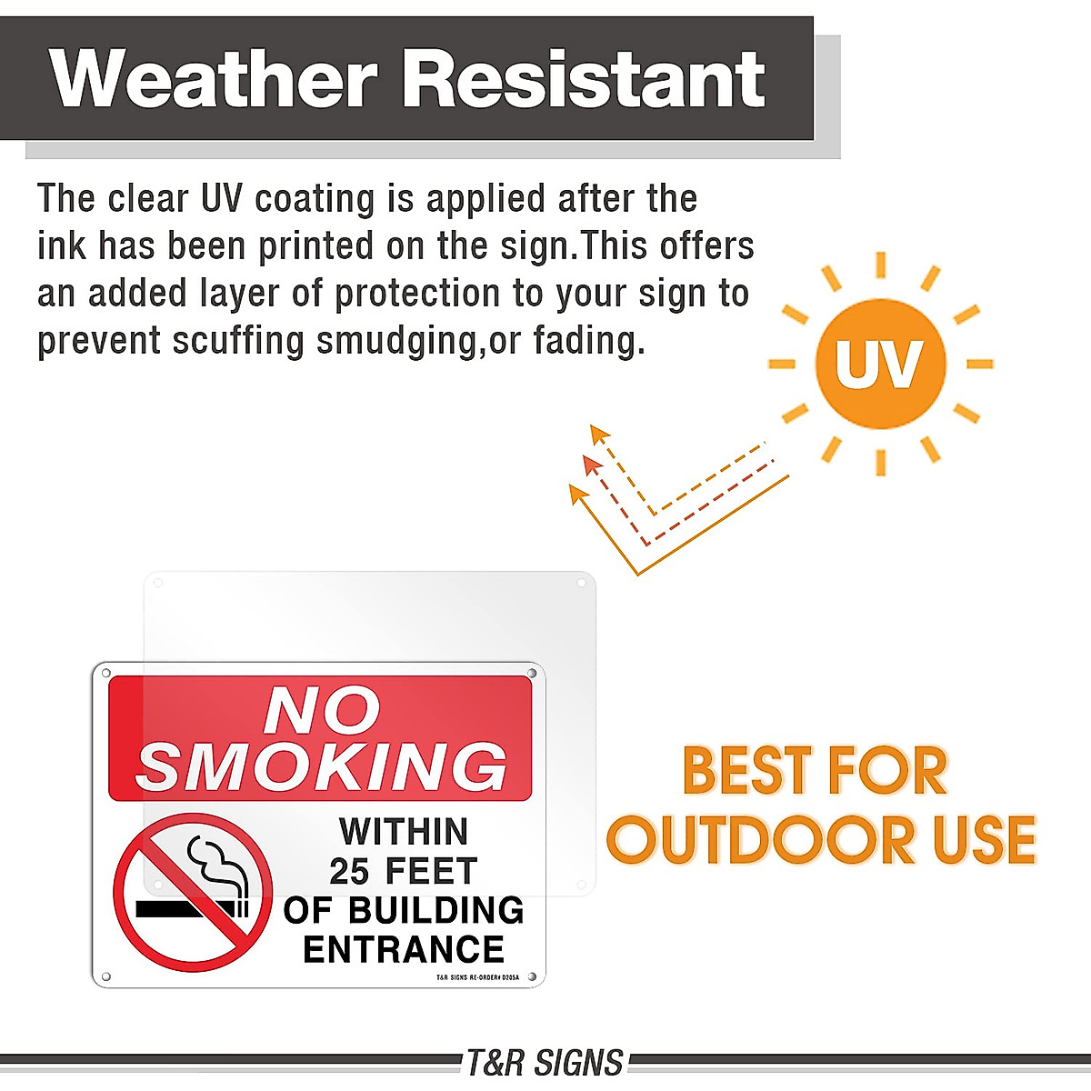No Smoking Within 25 Feet Of Building Entrance Sign - 4 Pack - 10 x 7 Inches Rust Free .040 Aluminum - UV Protected, Waterproof, Weatherproof and Fade Resistant - 4 Pre-Drilled Holes