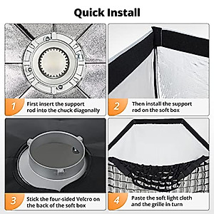 AMBITFUL 24"x 35" 60 x 90cm Honeycomb Grid Softbox Soft Box for Photo Studio Bowens Mount Flash Lighting and S-Type Bracket Bowens Mount Holdernt (2PCS) (FW95CM)