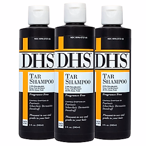 DHS Person & Covey, Inc Coal Tar Shampoo - Anti Dandruff Shampoo for Men & Women, Psoriasis Shampoo & Dandruff Hair Care for Itchy Scalp, Unscented Seborrheic Dermatitis Shampoo - 8 Fl Oz, Pack of 3