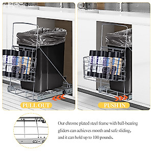 Pull Out Trash Can Under Cabinet Slider, Under Counter Trash Can Pull Out with Garbage Bag Holder, Under Sink Trash Can Pull Out for 7-11 Gallon Garbage Cans, Up to 100 lb (Not Include Trash Can)