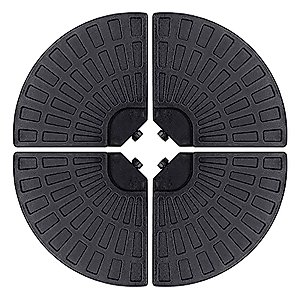 Sunnyglade 18.9" 4Pcs 13L Fan Shaped Water or Sand Filled Umbrella Base/Fan Style Self-Filled Cantilever Offset Umbrella Base Stand Suitable for All Kinds of Cross Tiles (Black)