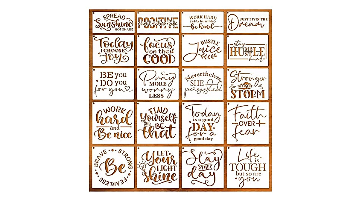 20 Reusable Word Stencils for Wood, Fabric & DIY Crafts