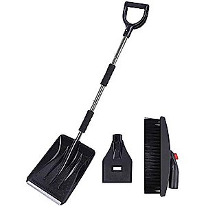 3-in-3 Snow Shovel Kit Snow Shovel with Ice Scraper and Snow Brush, Collapsible Snow Sand Mud Removal Tool for Garden, Camping, Car and Other Outdoor Activities