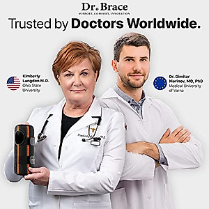 DR. BRACE Adjustable Wrist Brace Night Support for Carpal Tunnel, Doctor Developed, Upgraded with Double Splint & Therapeutic Cushion,Hand Brace for Pain Relief,Injuries,Sprains (L/XL Right Hand, Black-Orange)