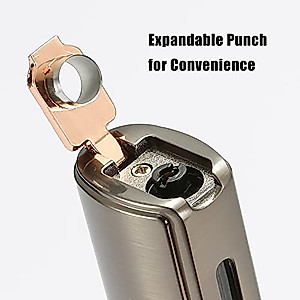 Futlidys Butane Lighter, Cutter and Lighter Gift Set, Triple Jet Flame Windproof Lighter with Punch, Refillable Lighter with Visible Gas Window, Gifts for Men, Grey(Sold Without Gas)