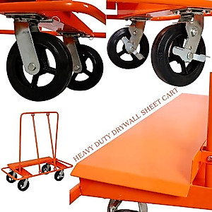 FORRTY Heavy Duty Drywall Sheet Cart, Drywall Dolly Cart, Panel Dolly Cart 2400lbs Load Capacity 8-inch Black Rubber Wheels Drywall Cart Dolly Carrying Drywall/Wood