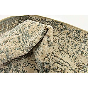 Unique Loom Tuareg Collection Vintage Distressed Traditional Center Medallion Area Rug, 8 x 10 ft, Cream/Slate Blue