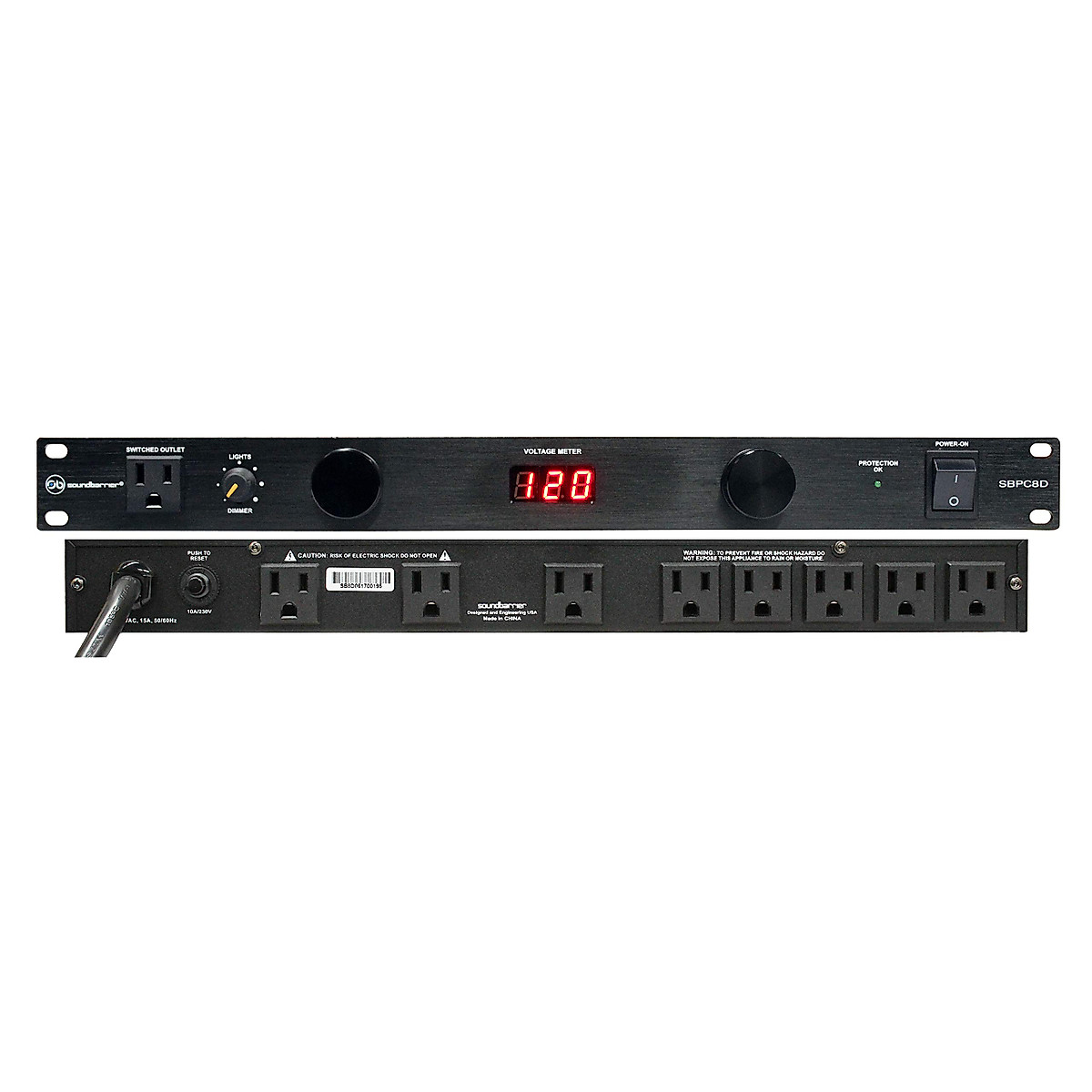 Sound Barrier SBPC8D 9 Outlet Power Conditioner & Surge Protector with LED Voltmeter & Dual LED Lights