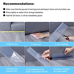 12 Pack Under Couch Blocker for Toys,Under Couch Bed Furniture Blocker Barrier Stopper for Pets Cats Dogs 16" L X 3.2" H Clear PVC Couch Guards with Strong Adhesive