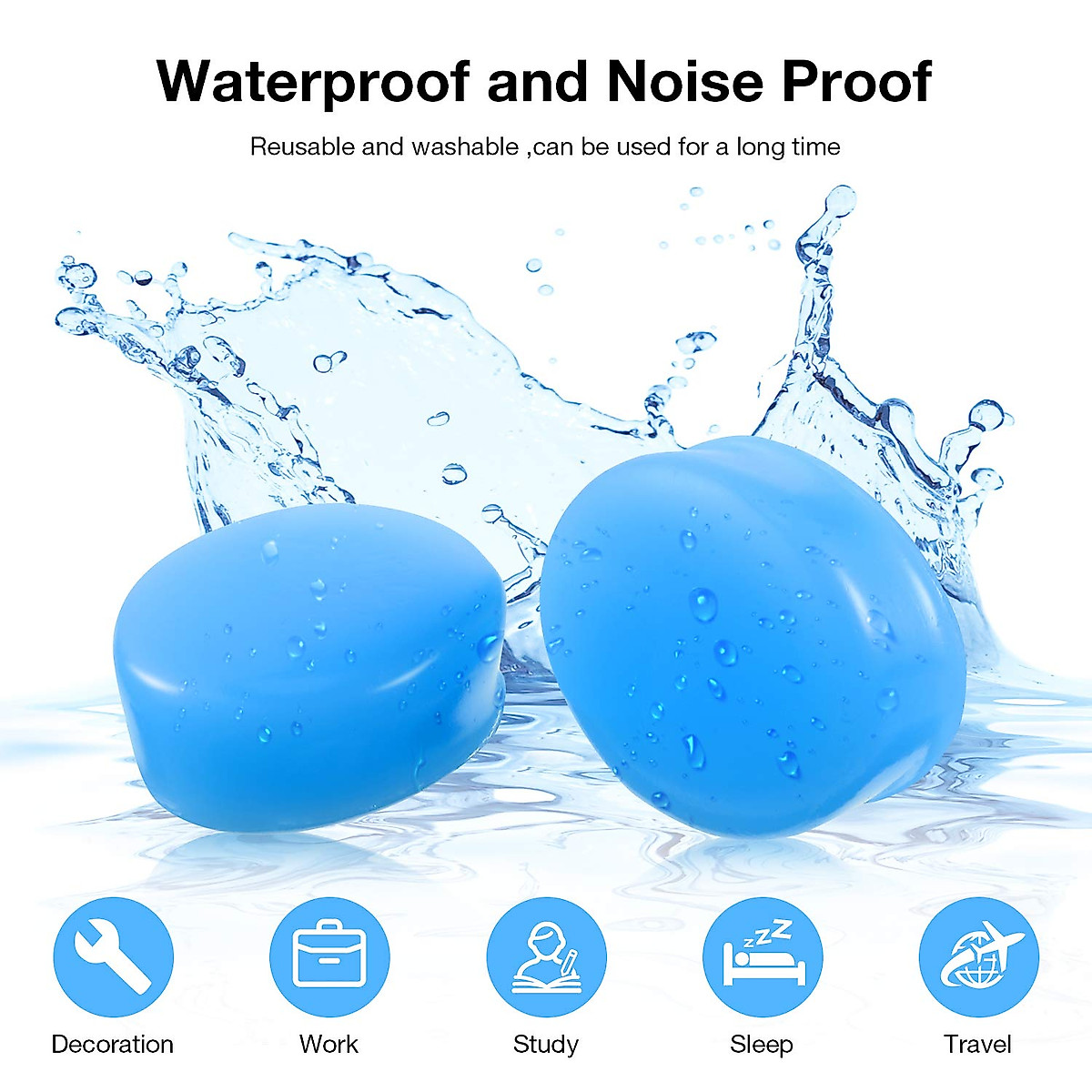 Frienda 21 Pairs Ear Plugs for Sleeping Reusable Moldable Silicone Earplugs Soft Noise Cancelling Earplugs Sound Blocking Ear Plugs with Case for Swimming Concert 32dB NRR (White, Blue, Orange)