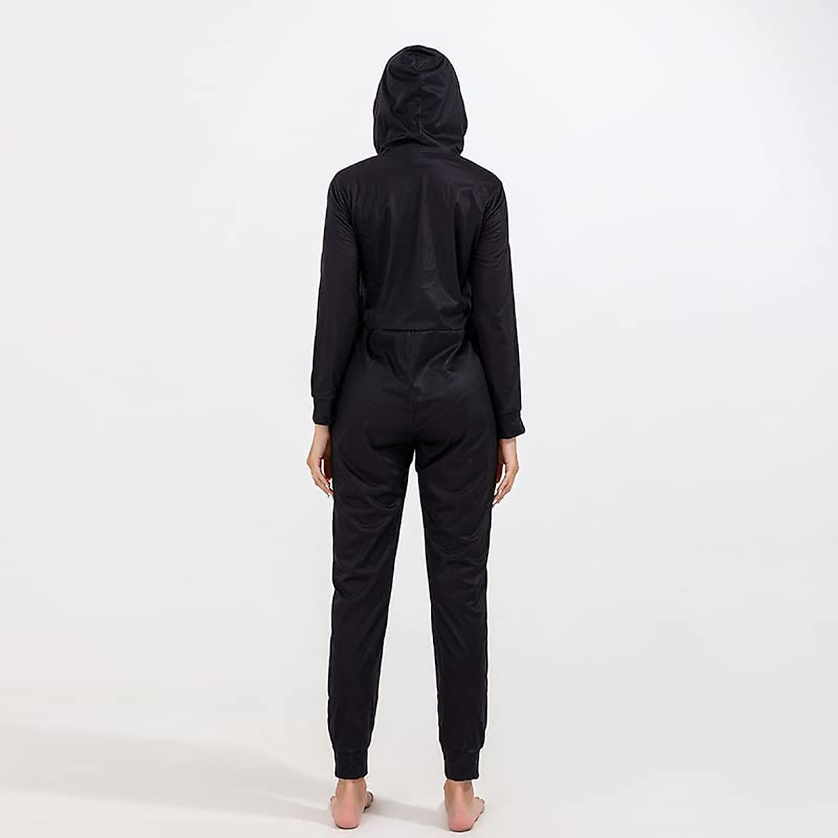 Family Halloween Skeleton Pajamas Funny Zipper Hooded Jumpsuit Matching Family Pjs Sleepwear (Women, Medium)