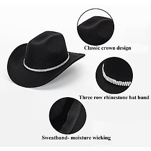 Glitter Silver Black Cowboy Hats for Women - Western Sparkly Rhinestone Cowgirl Hat for Ladies