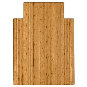Anji Mountain Standard Office Desk Carpet Chair Mat Eco-Friendly Hand-Crafted Rectangular Moso Bamboo Chair Mat With Lip -for Low Pile Carpet and Hand Surfaces, Natural, 5mm Thick