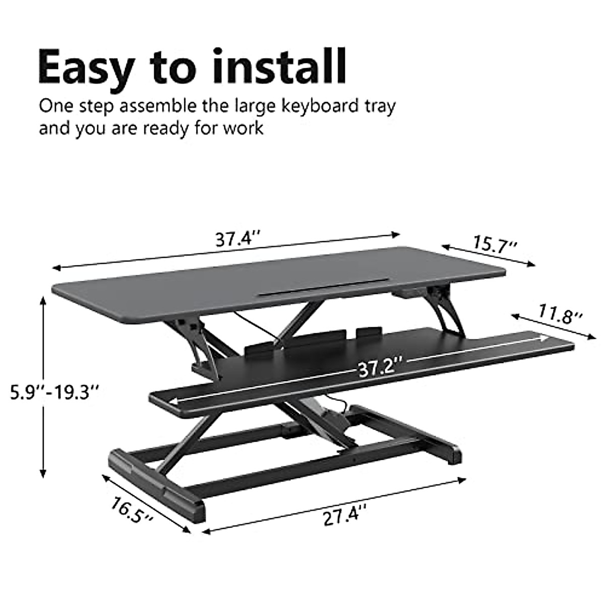 G-PACK PRO X38 Electric Standing Desk Converter Motorized Stand up Riser for Sit Stand Desk Workstation with Removable Keyword Tray and Space for Dual Monitors