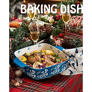 Wisenvoy Baking Dish Ceramic Brownie Pan 9x9 Baking Pan Casserole Dish Lasagna Pan Square Rose Dish Pan Bakeware Sets
