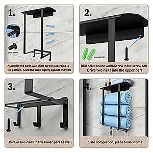 Pelreame Towel Racks for Bathroom,Towel Rack,Towel Holder for Bathroom Wall,Bathroom Towel Storage,Towel Organizer,Towel Holder,Bathroom Towel Rack,Towel Storage,Wall Towel Rack for Rolled Towels