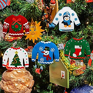 6 DIY Ugly Sweater Christmas Tree Ornament Holiday Craft Kit Decoration for Kids Gift Toys Stuffers Décor