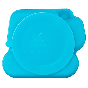 Baby Plate Silicone Divided, Suction Toddler Plates Dishes for Toddler Kids Self Feeding, BPA Free, Microwave & Dishwasher Safe (Bue)