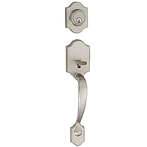 Amazon Basics Handleset with Tulip Knob - Single Cylinder - Satin Nickel