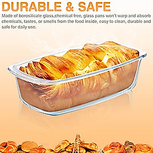 M MCIRCO 6-Piece Glass Loaf Pan with Lids Set, Meatloaf Pan With Airtight Lids, Loaf Pan For Bread, Cake, Pastries, BPA-free, Easy Grip, Fridge-to-Oven (1800ML/1.9Qt/ 7.2 Cups)