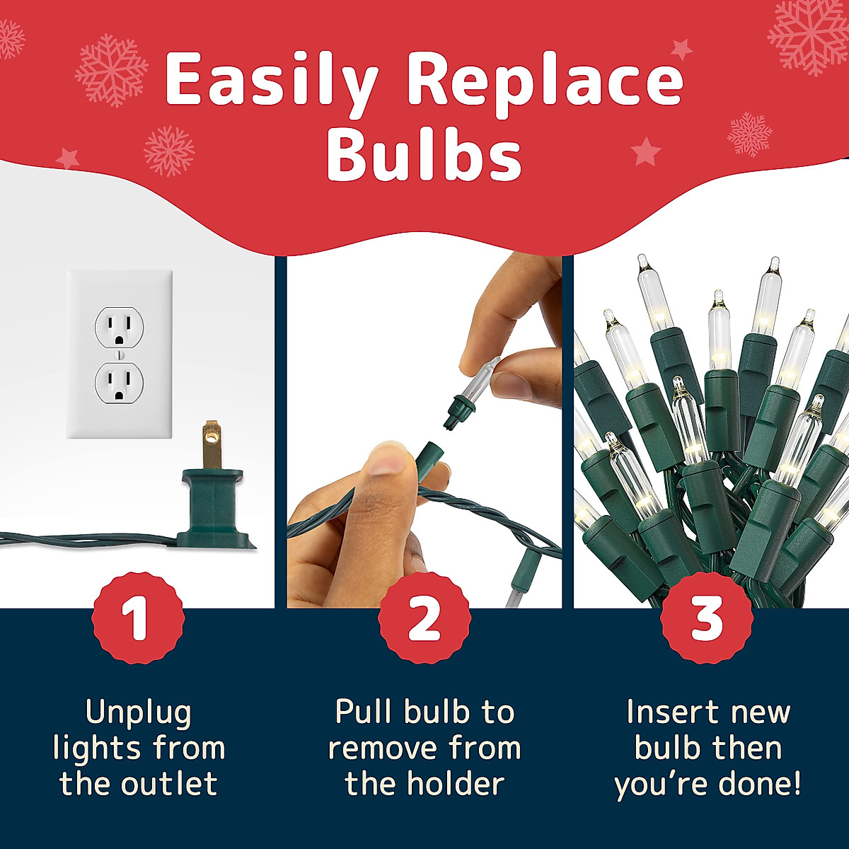 PREXTEX Christmas Lights (20 Feet, 100 Lights) - Clear White Christmas Tree Lights with Green Wire - Indoor/Outdoor Waterproof String Lights - Warm White Twinkle Lights