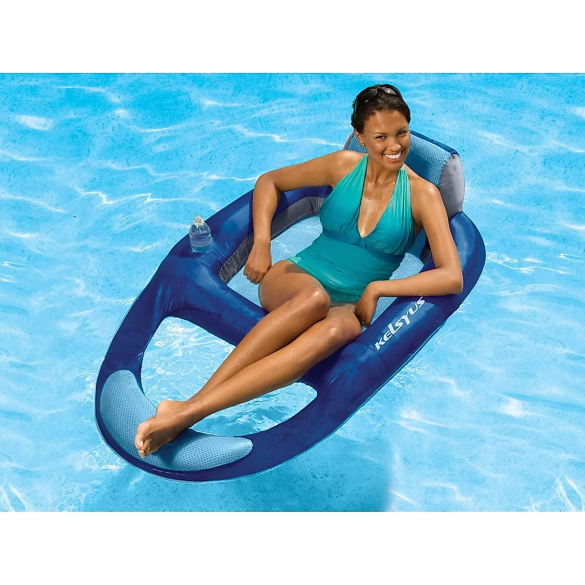 Kelsyus Spring Float Pool Lounger Chair, Light Blue