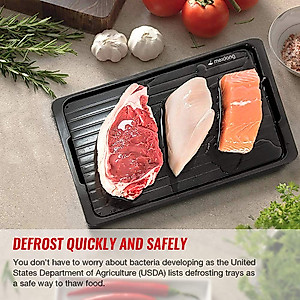 MEIDUNG Rectangular Silicone Defrosting Tray with Drip Plate, Tongs and Sponge for Fast and Safe Thawing of Frozen Foods