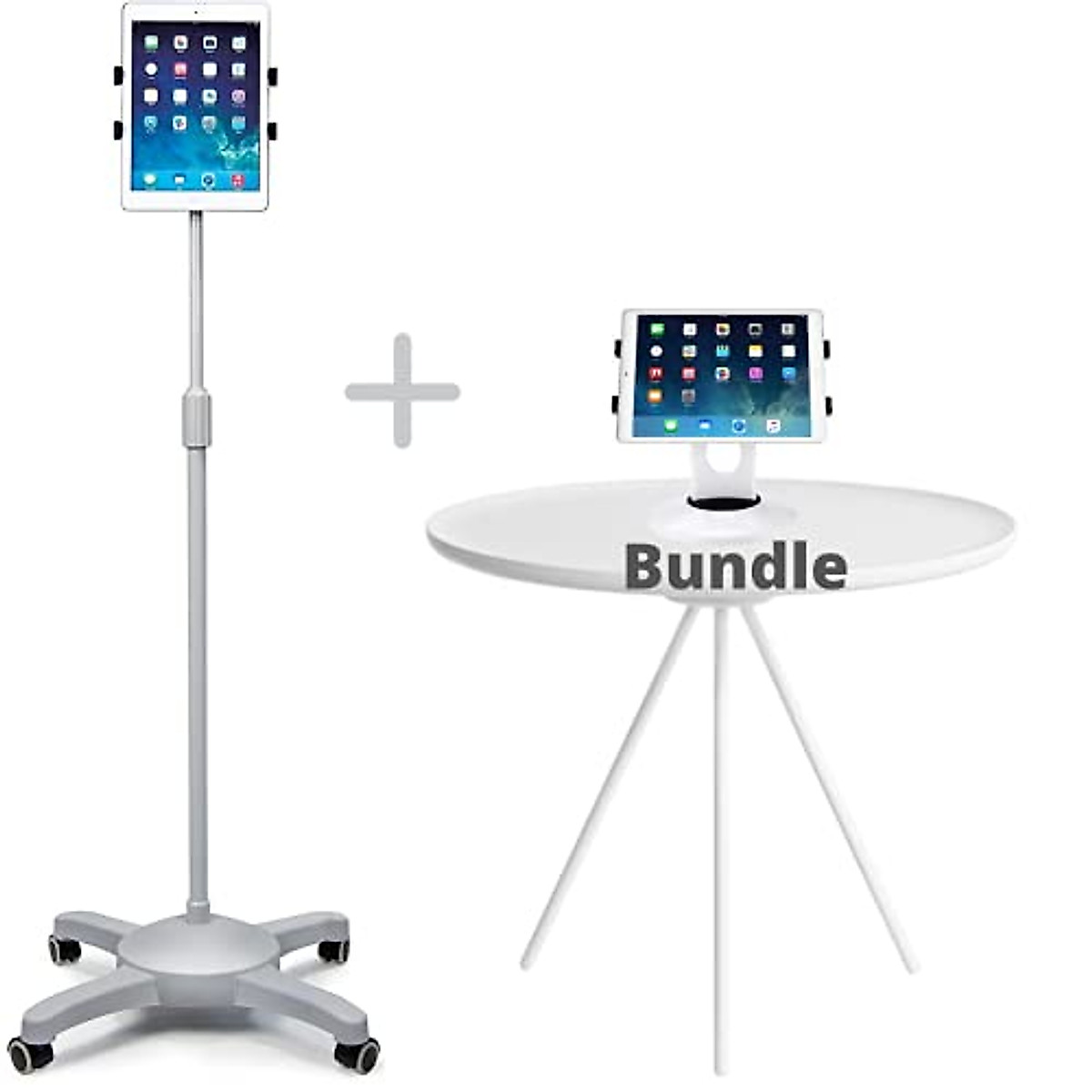 Hello LLamas Tablet Stand Holder with Wheels + Table Top Holder for Ipad- Extra Tall - Heavy Duty Multi Angle Adjustable - for School, Meetings, Education, Web Casts, Video Recordings