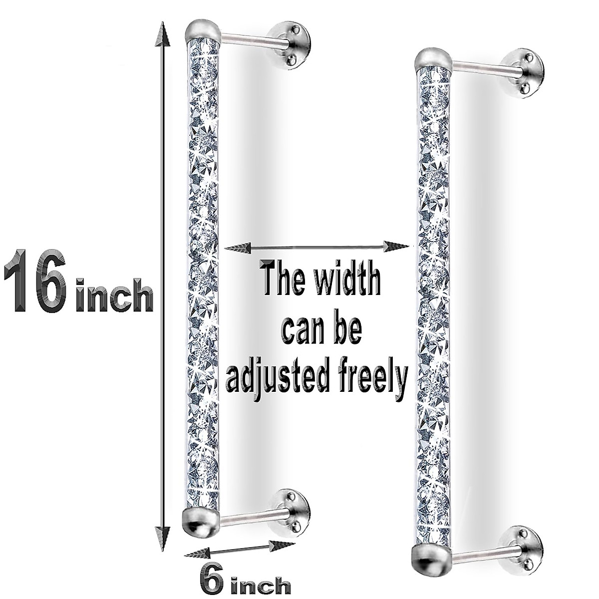 Meetart Towel Racks for Bathroom,Crystal Crushed Diamond Wall Towel Bar,2 Bar Mounted Bathroom Towel Organization for Rolled Towels,Rolled Blanket.（20”）