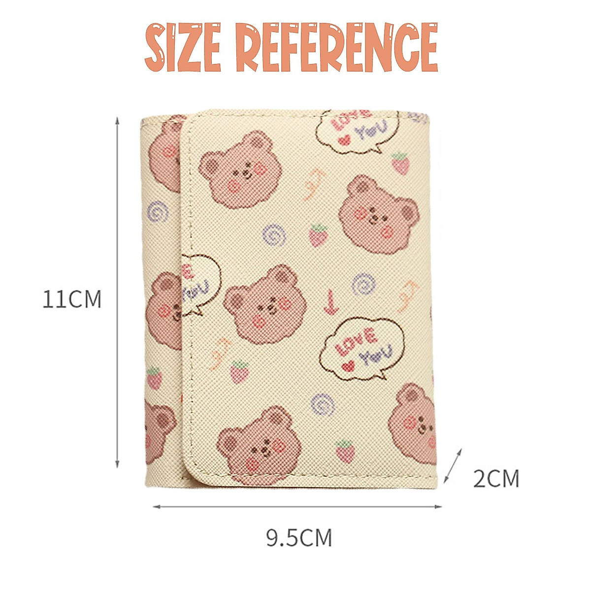 JELLYEA Kawaii Bear Wallet Cute Cartoon Card Holder Small Wallet Purse Anime Girls Front Pocket Folded Wallet (2)