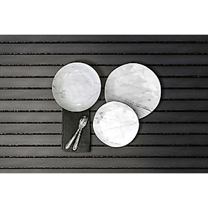 TarHong Carrara Marble Dinnerware 12 Piece Set, Pure Melamine, Shatterproof, 4 Dinner Plates, 4 Salad Plates, 4 Bowls