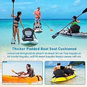 Kayak Seat Thickened Padded Kayak Seat Extra Thick Padded Sit-On-Top Canoe Seat Cushioned - Deluxe Fishing Boat Seat with 4 Pairs Fixed D-Ring & 4 Tie Down Pad Eyes and Screws for Kayaks Boats Canoes