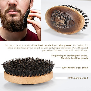 Beard Brush, BESTOOL Beard Brush Kit Boar Bristle Beard Brush for Men Wooden Mustache Brush for Daily Grooming Makes a Nice Gift for Men with Beard or Mustache