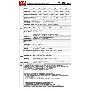 Mean Well LRS-600-36 597.6W Single Output Switching Power Supply LRS-600 36V/16.6A