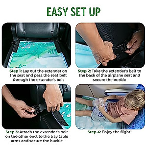 Froggy Family Airplane Seat Extender for Kids - Travel Bed for Baby with Built-in Sleeping Bag Function - Durable and Comfortable Airplane Bed for Toddler - Kids Travel Essentials for Flying Blue