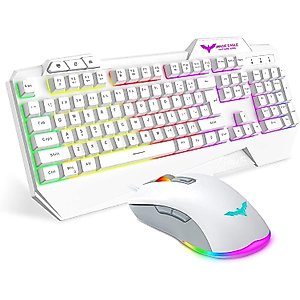 HAVIT HV-KB558CM Gaming Keyboard and Mouse Combo (Rainbow Backlit) White / US Layout (QWERTY)