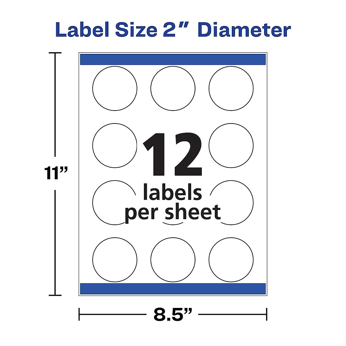 Avery Round Print-to-The Edge Labels with Sure Feed and Easy Peel, 2" Dia, Glossy Clear, 120/pk