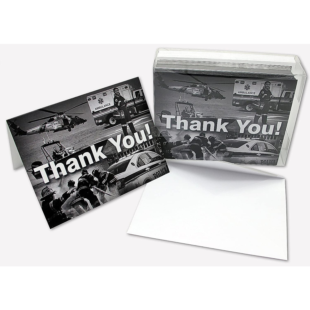 Small World Greetings First Responder Thank You Cards 24 Count - Blank Inside with White Envelopes - A2 Size 5.5" x 4.25" - Police, Firefighters, Paramedics, Emergency Personnel and More