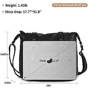 Montana West Crossbody Purses for Women Shoulder Bags Ultra Soft Washed Leather Multi Pocket Travel Flap Bags MWC-045BK