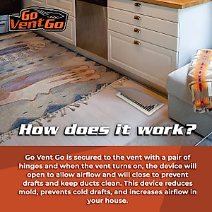 2 Pack GoVentGo Vent Deflector for Floor Registers - Register NOT Included - Opens & Closes Automatically (2 Pack, Size 2x10)