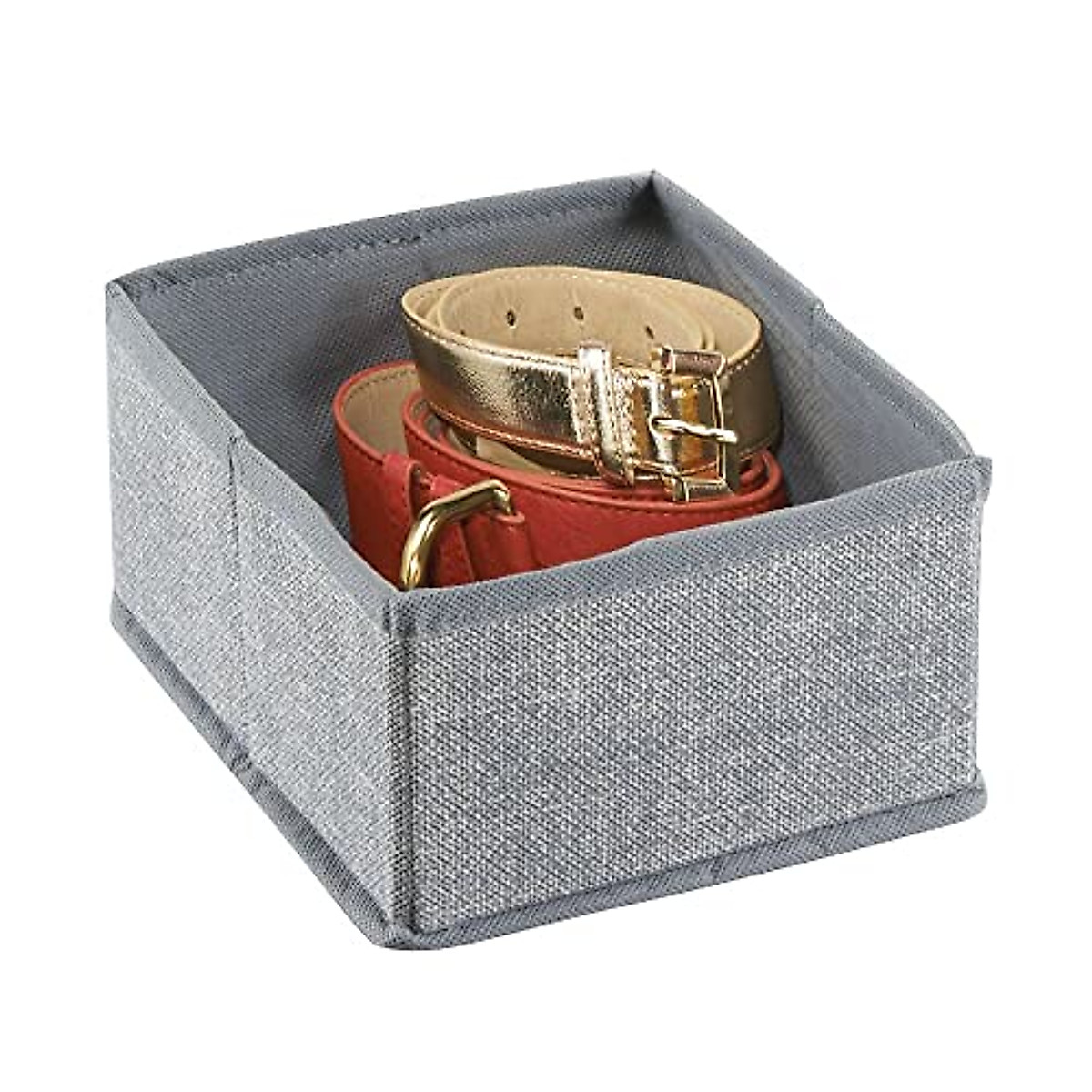 mDesign Rectangular Soft Fabric Dresser Drawer and Closet Storage Organizer Bin for Lingerie, Bras, Socks, Leggings, Clothes, Jewelry, Scarves - Textured Print - 2 Pack - Gray