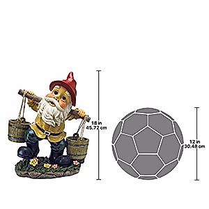 Garden Gnome Statue - Barney Two Buckets Garden Gnome - Lawn Gnome