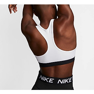 Nike Women's Medium Support Non Padded Sports Bra with Band, White/Black/(Black), Large