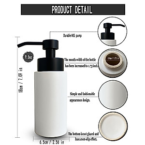 UNBONSOUHAIT 9.5 Oz Foaming Soap Dispenser for Bathroom,Kitchen Foam Soap Dispenser,Refillable Modern Foam Pump Bottle,Black Ceramic Foaming Hand Pump Dispenser (White)