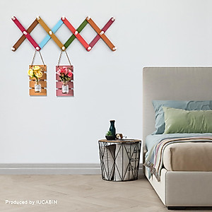 UCABIN Wooden Accordion Wall Hanger Expandable Coat Rack Wall Mount Expanding Hat Rack for Wall Hanging Coat Hat Bag Jacket Scarf Purse Leash Towel