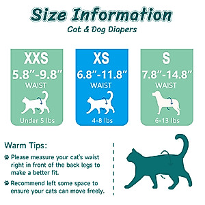 Pet Soft Disposable Cat Diapers - Female Dog Diapers for Cats & Dogs in Heat Period or Urine Incontinence, Doggie Diapers Ultra Absorbent Leak-Proof Puppy Diapers 24pcs (Green, XS)