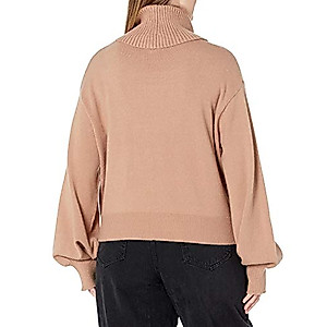 The Drop Women's @lucyswhims Long Sleeve Cropped Turtleneck Sweater, Praline, L