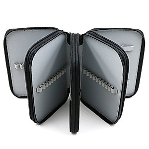 YOUSHARES 72 Holders Handy Multi-layer Zipper Pencil Case with Handle Strap, Oxford Fabric, Black