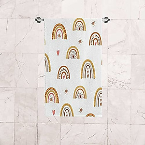 ZKLZI Hand Towels 2 Pack Cartoon Cute Rainbow Orange Towel for Bathroom Comfortable Skin-Friendly Spa Kitchen Hotel Bath Gym Running 30X15 Inch